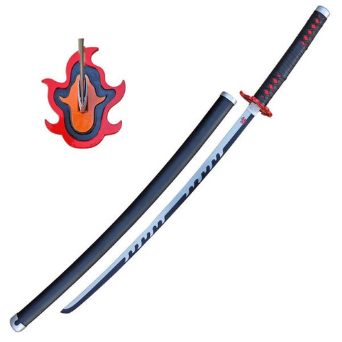 Demon Slayer Tanjiro Rengoku Hilt Metal Katana Sword Manga Style ...